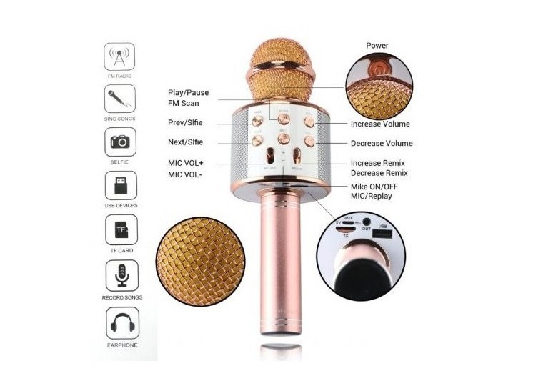 Cumpara Microfon wireless karaoke profesional, cu boxe incorporate si ...