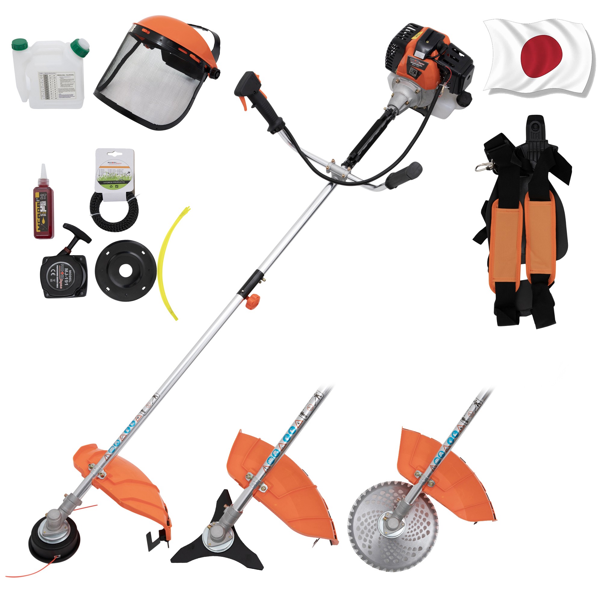 Cumpara Motocoasa benzina, 6.2 CP, cu accesorii incluse, Japan Midori ...